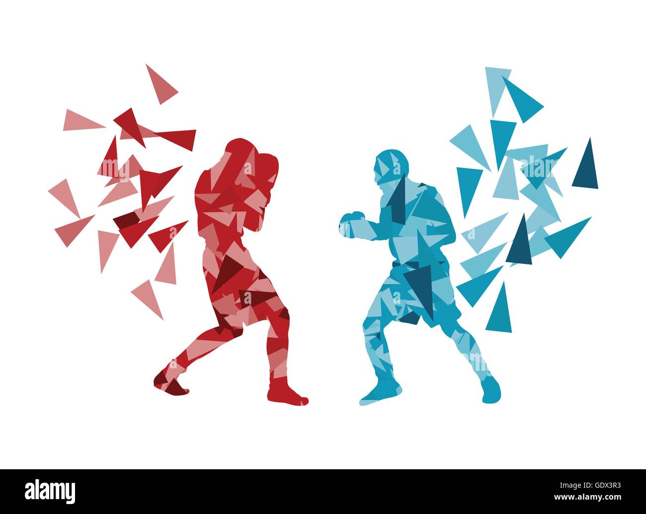 Man boxing fight facing each other in match vector background concept ...