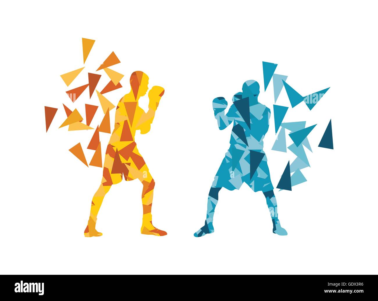 Man boxing fight facing each other in match vector background concept ...