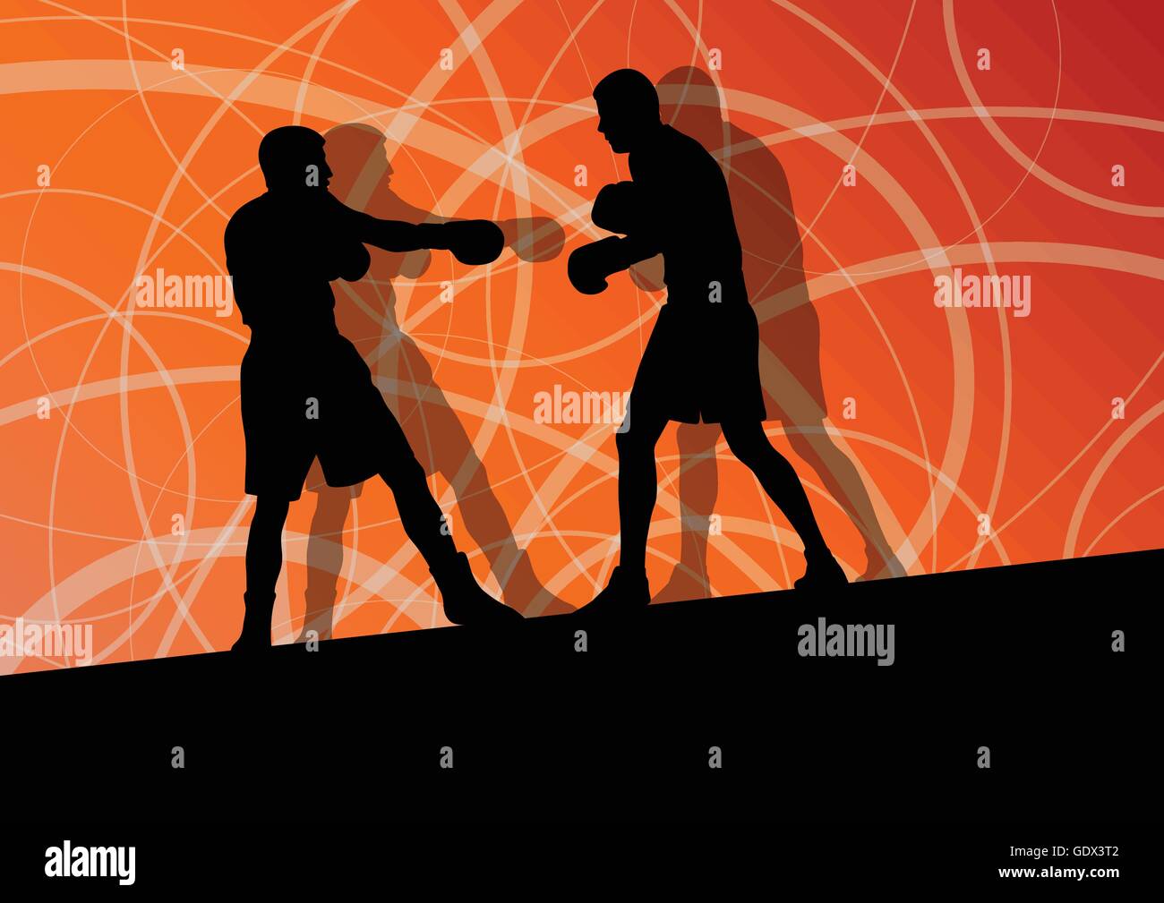 Boxer boxing man in action sport vector background concept Stock Vector ...