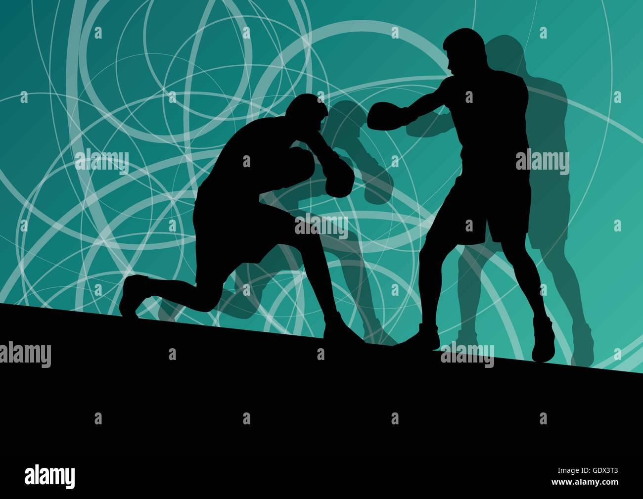 Boxer boxing man in action sport vector background concept Stock Vector ...