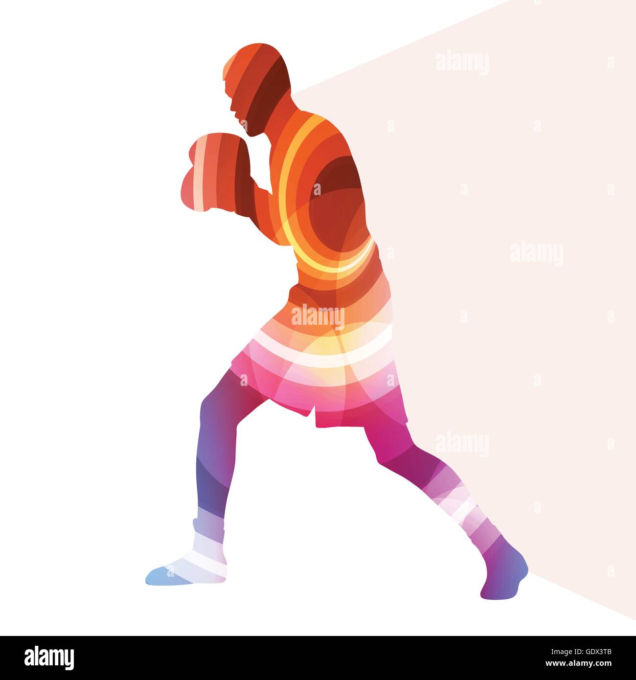 Boxing active young man box sport silhouette illustration vector ...