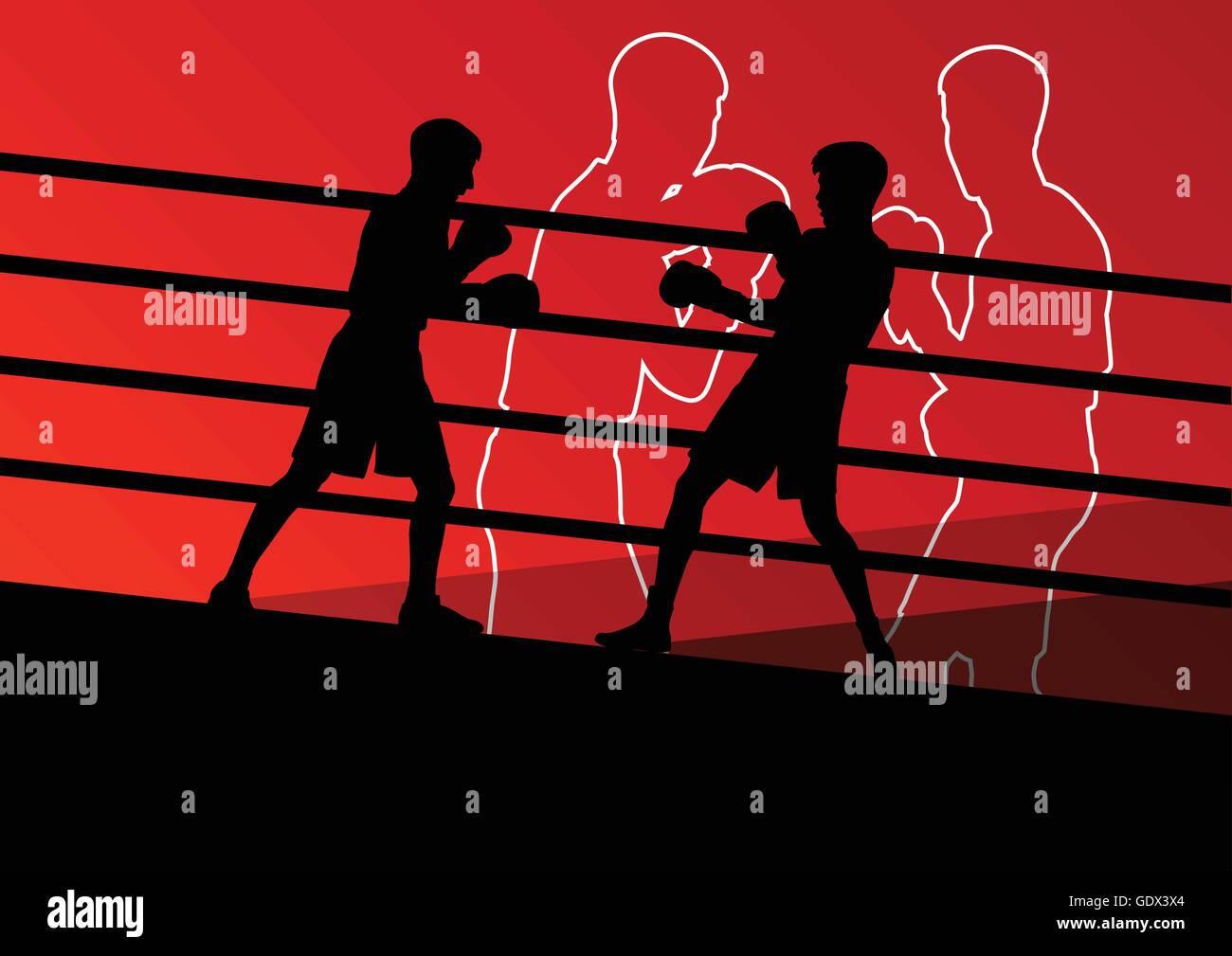 Boxing active young men vector Stock Vector Images - Alamy