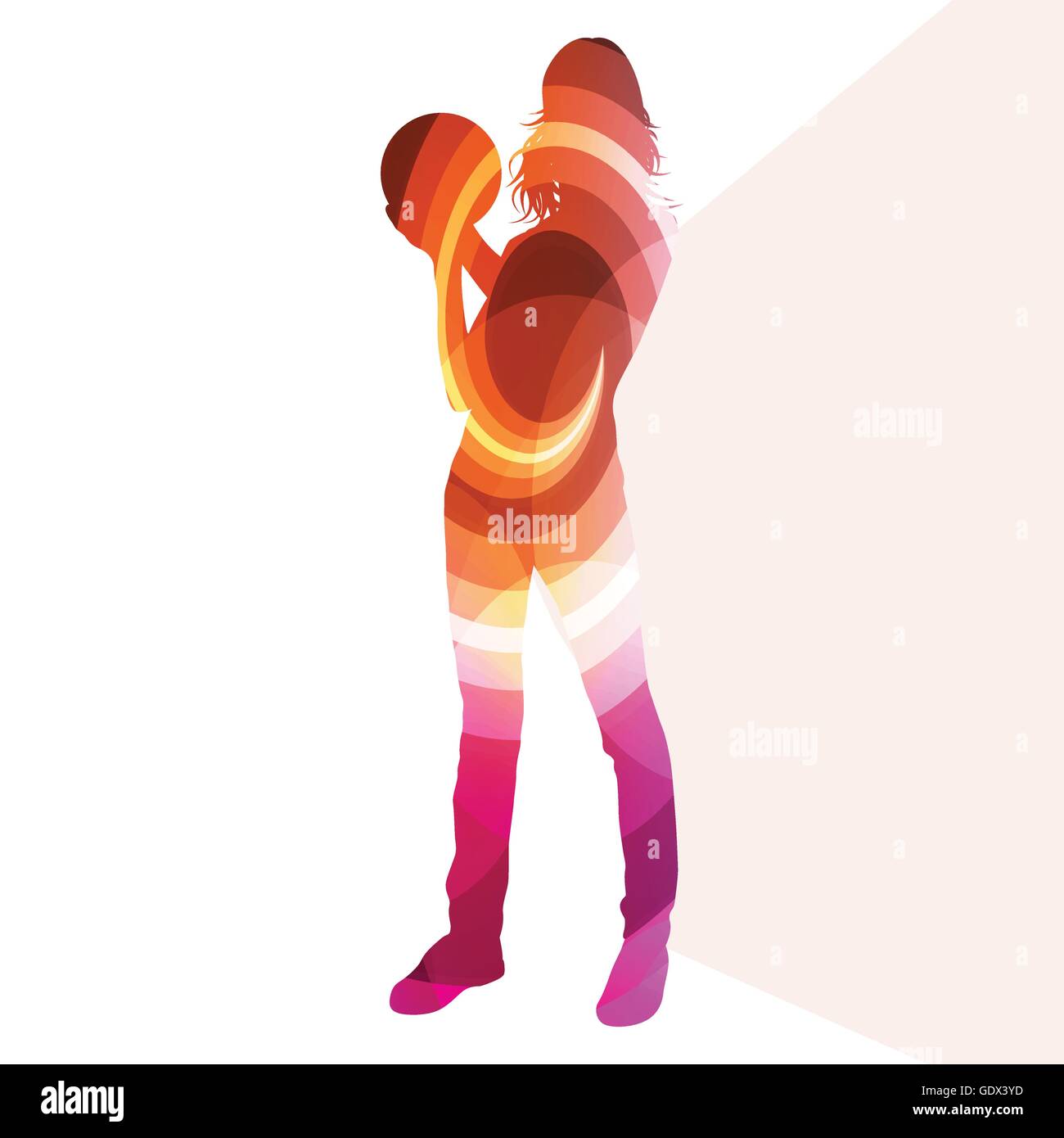 Woman bowler bowling silhouette illustration vector background colorful ...