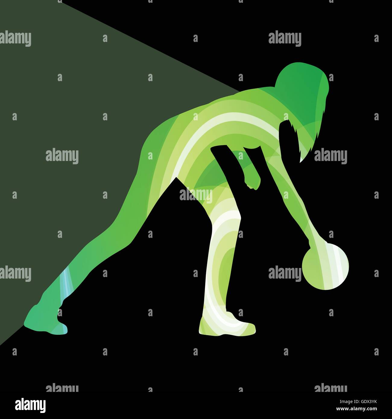 Woman bowler bowling silhouette illustration vector background colorful ...