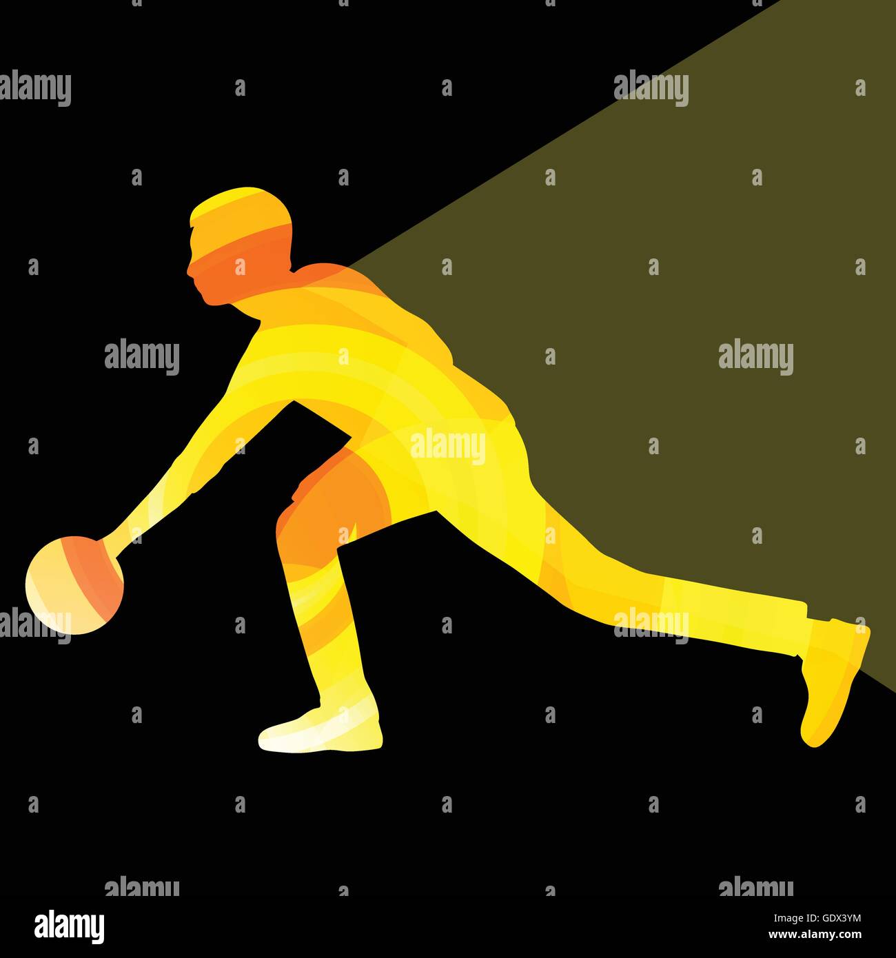 Man bowler bowling silhouette illustration vector background colorful ...