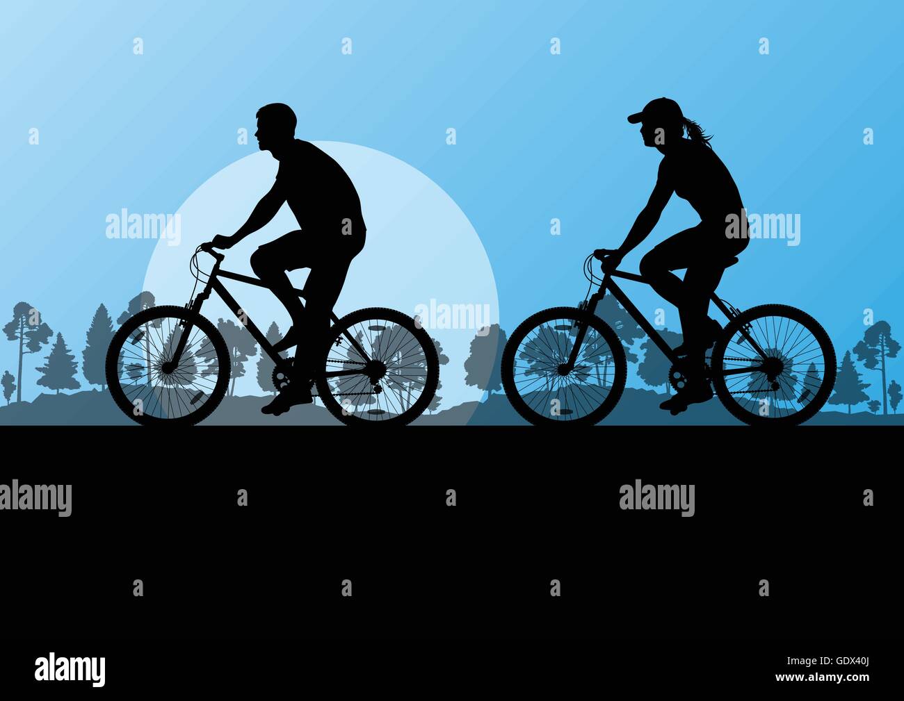 Bicycle and countryside Stock Vector Images - Alamy