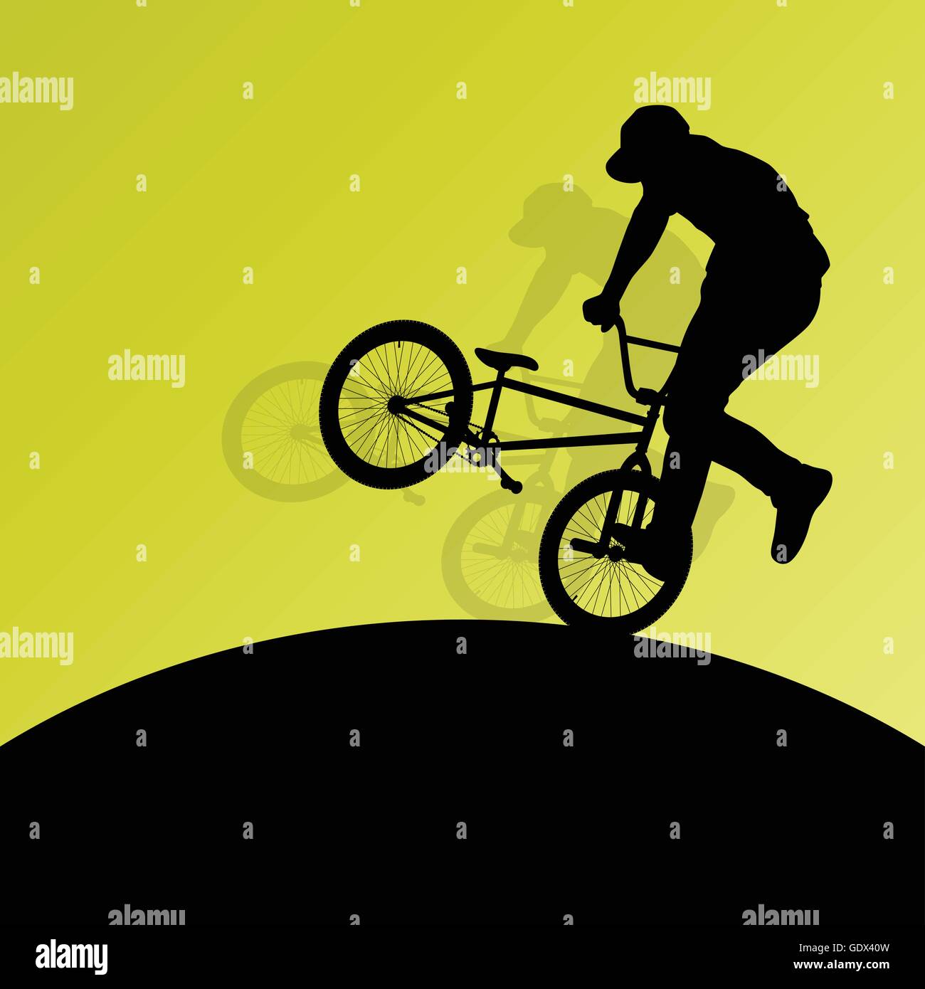 Extreme cyclists bicycle riders active children sport silhouettes for ...