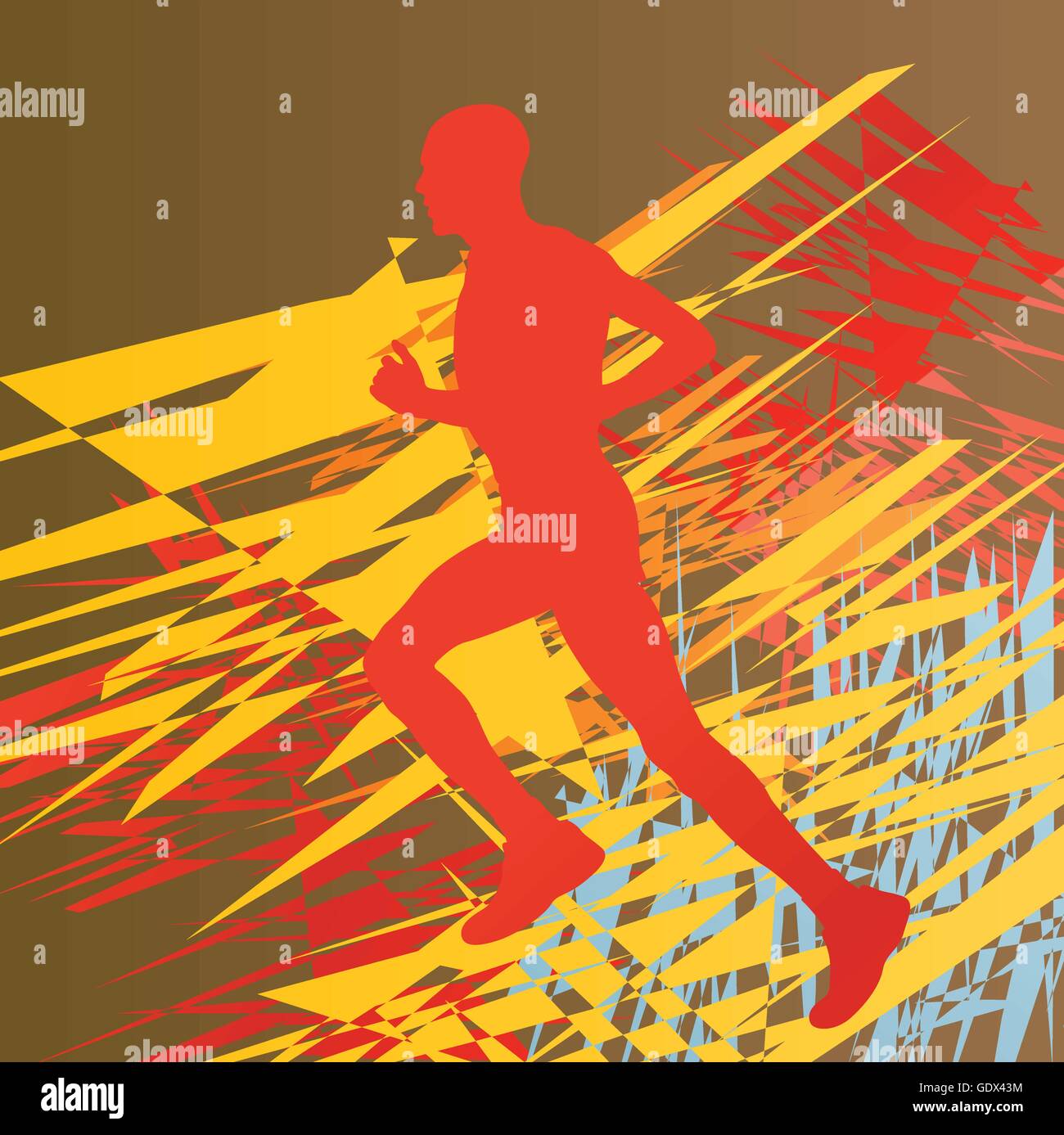 Silhouette of runner vector in front of colorful abstract background ...