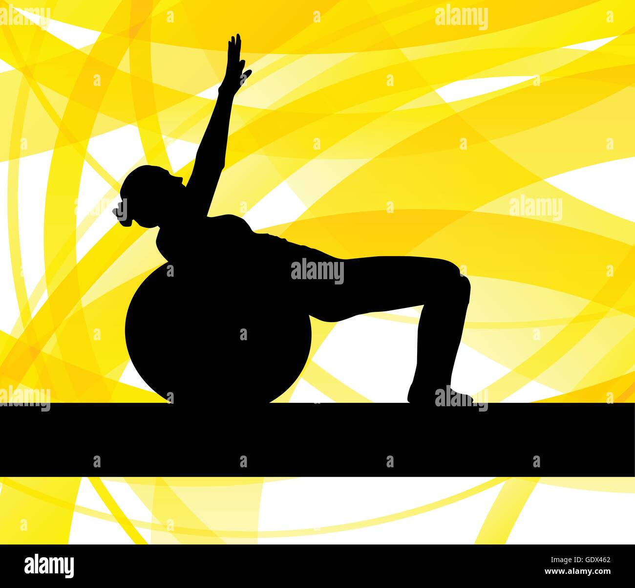 Woman on fitness ball exercises vector background for poster Stock ...