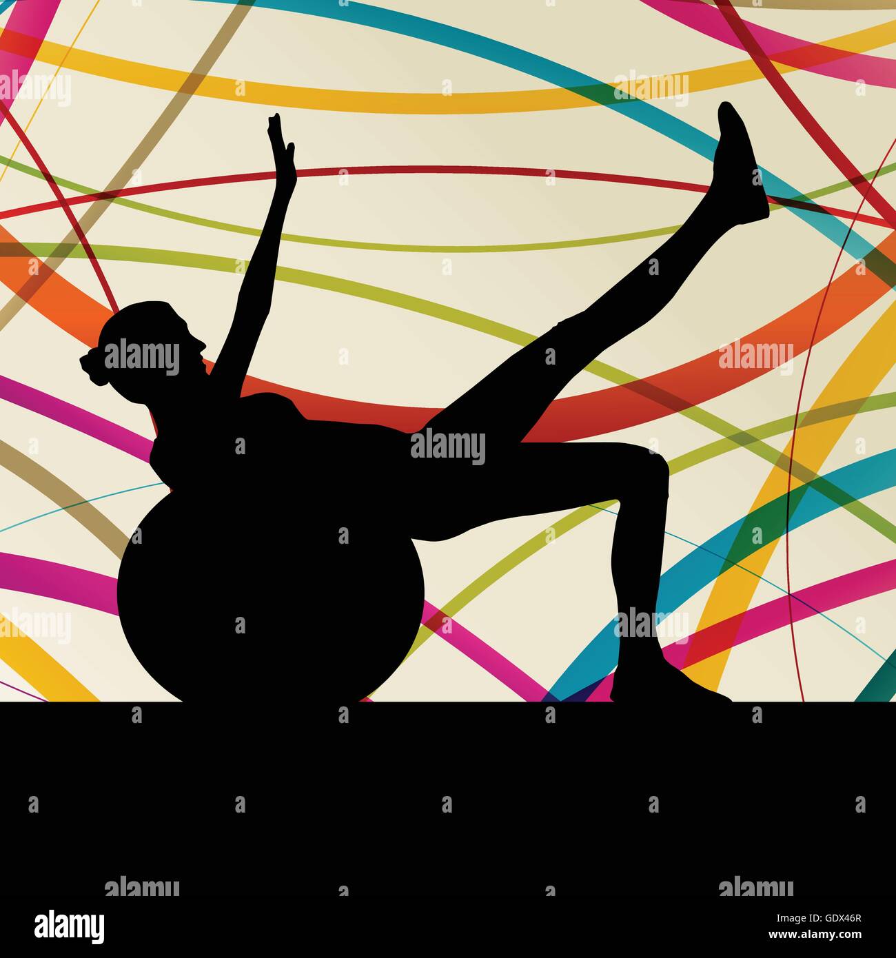 Woman with ball fitness, sport, training and making exercise in gym ...