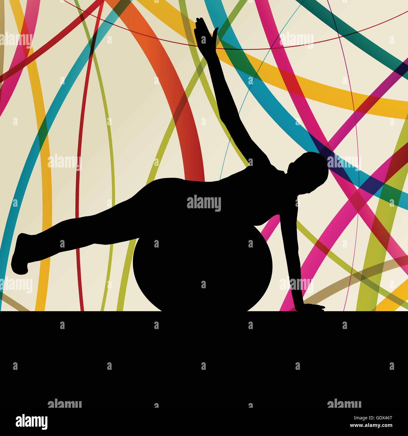 Woman with ball fitness, sport, training and making exercise in gym ...