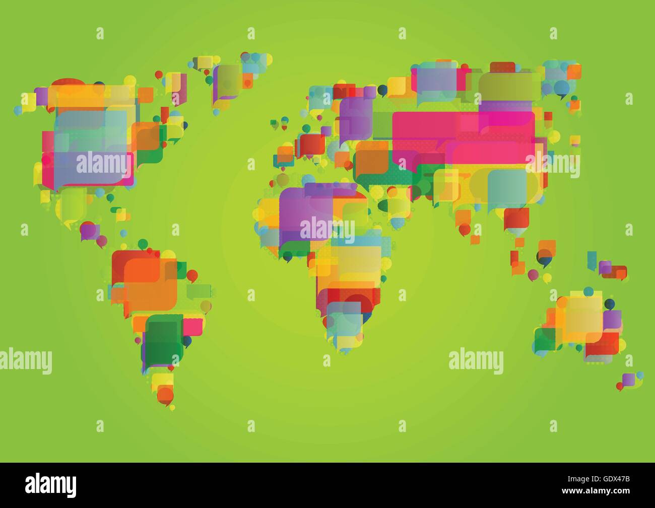 World map made of colorful speech bubbles concept illustration ...