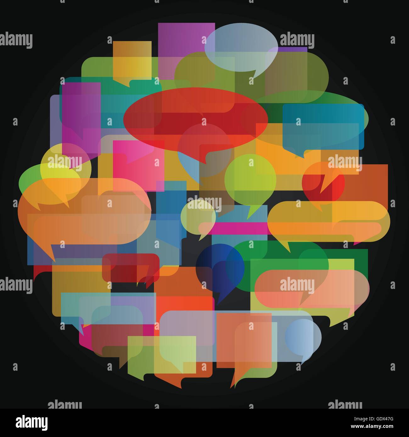 Colorful speech bubbles and balloons cloud illustration background ...