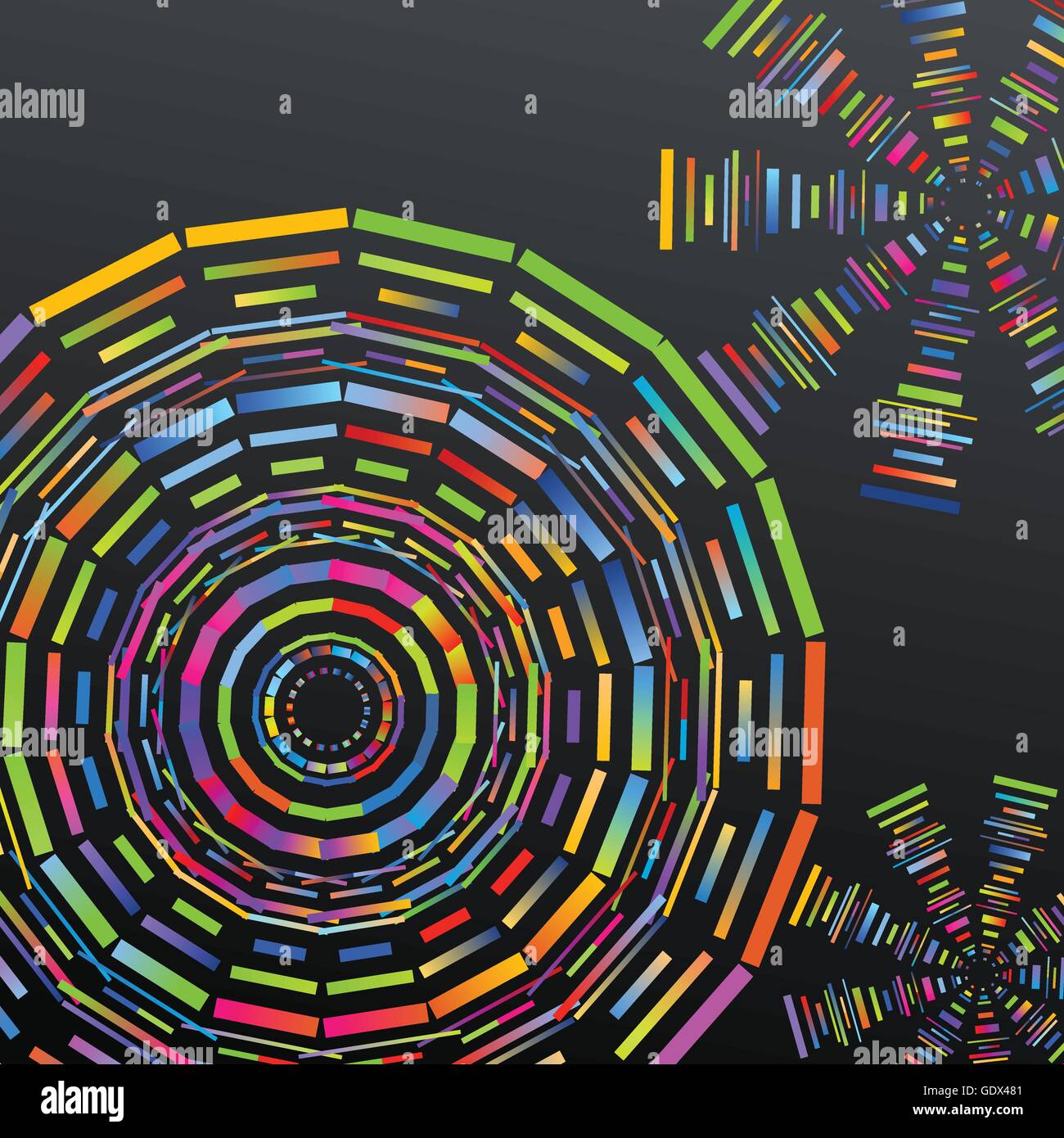 Colorful round vector made of lines on dark background for poster Stock ...