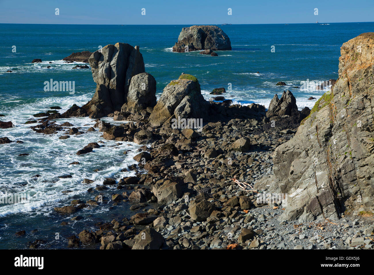 Rocky coast, Point St. George Heritage Area, Crescent City, California ...