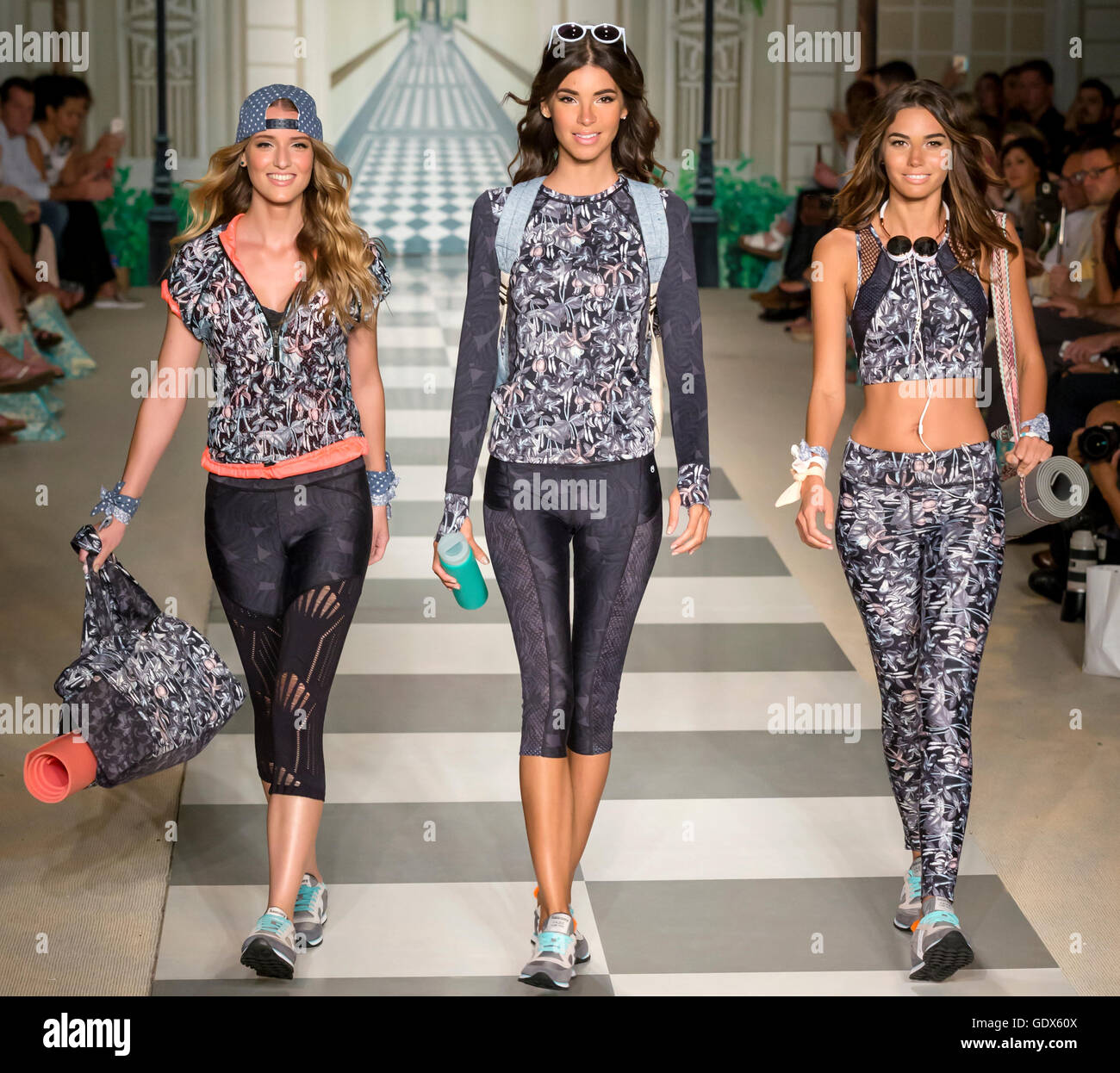MIAMI BEACH, FL - JULY 17, 2016: Models walk the runway at the Maaji ...