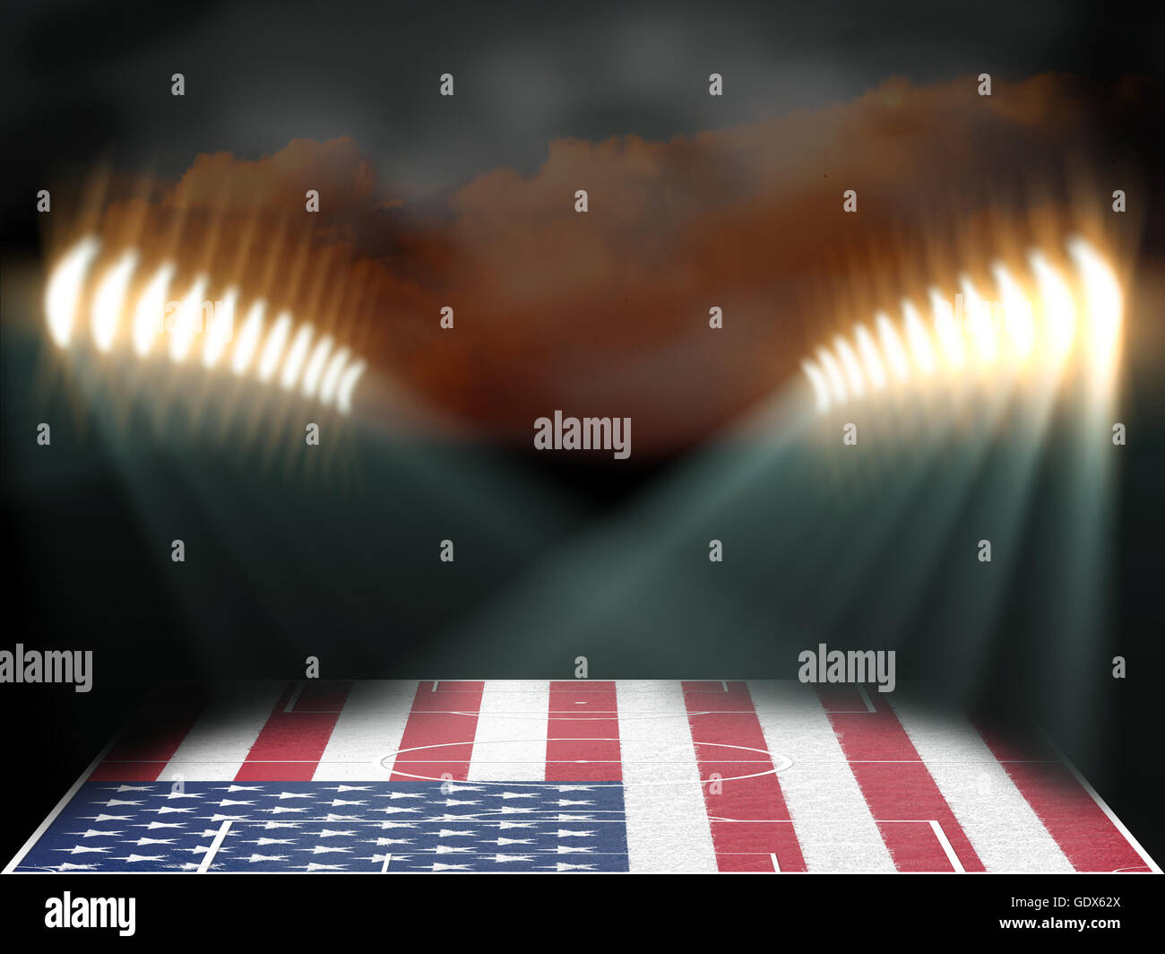 Football stadium with USA flag textured field Stock Photo - Alamy