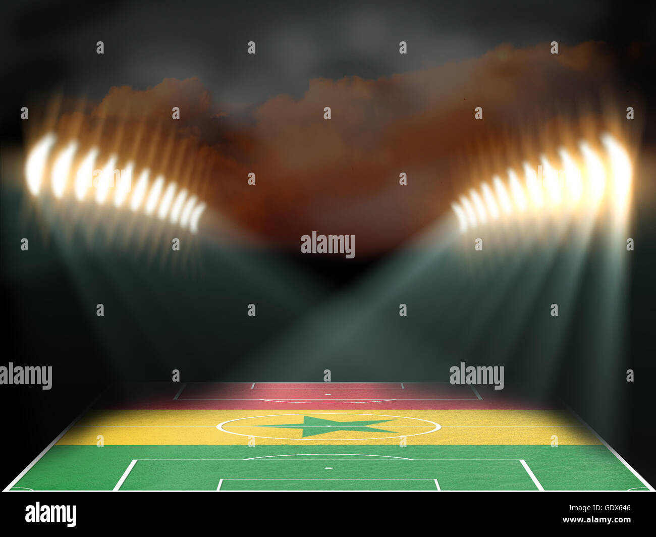 Football stadium with Senegal flag textured field Stock Photo - Alamy