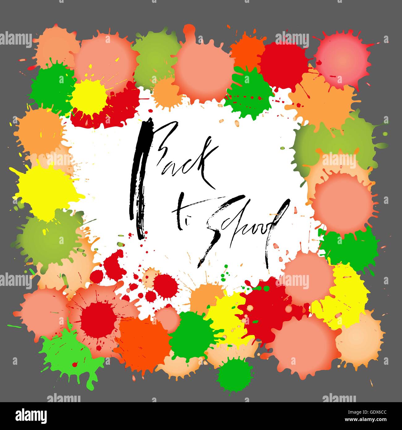 Hello autumn. Hand painted brush lettering on watercolor splash ...