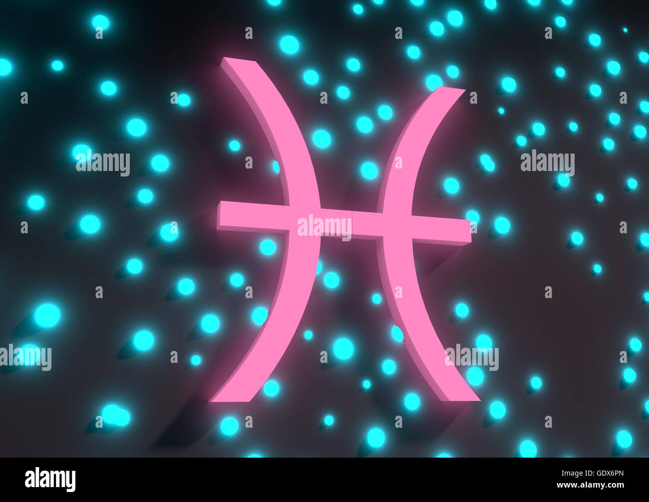 Zodiac sign Pisces on a dark background. Neon shine Stock Photo - Alamy