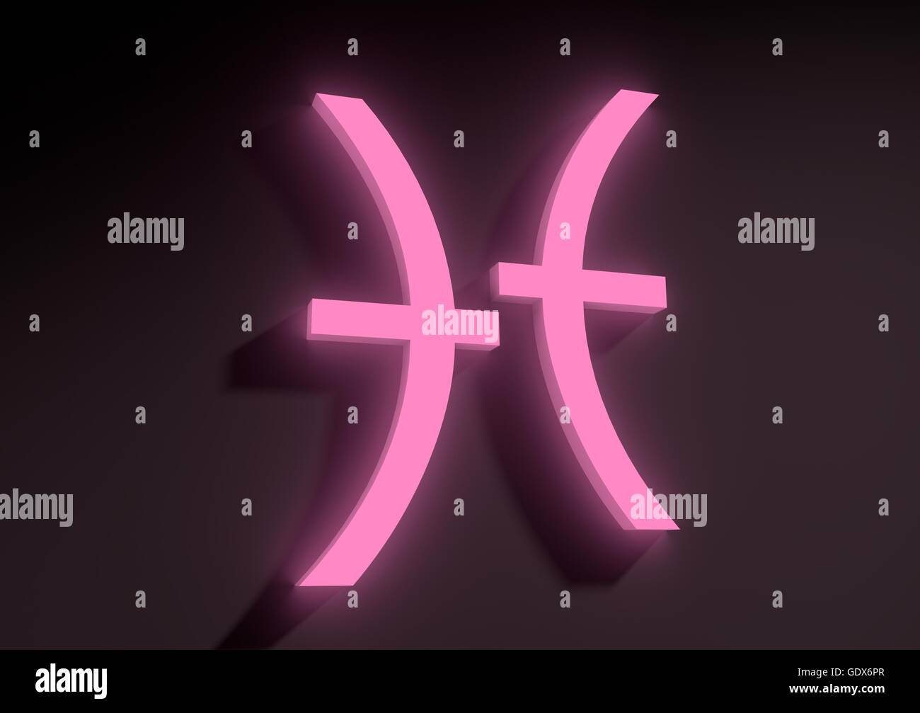 Zodiac sign Pisces on a dark background. Neon shine Stock Photo - Alamy