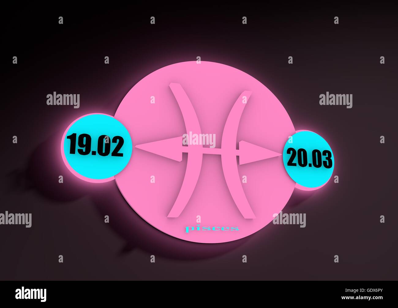 Zodiac sign Pisces on a dark background. Neon shine Stock Photo - Alamy