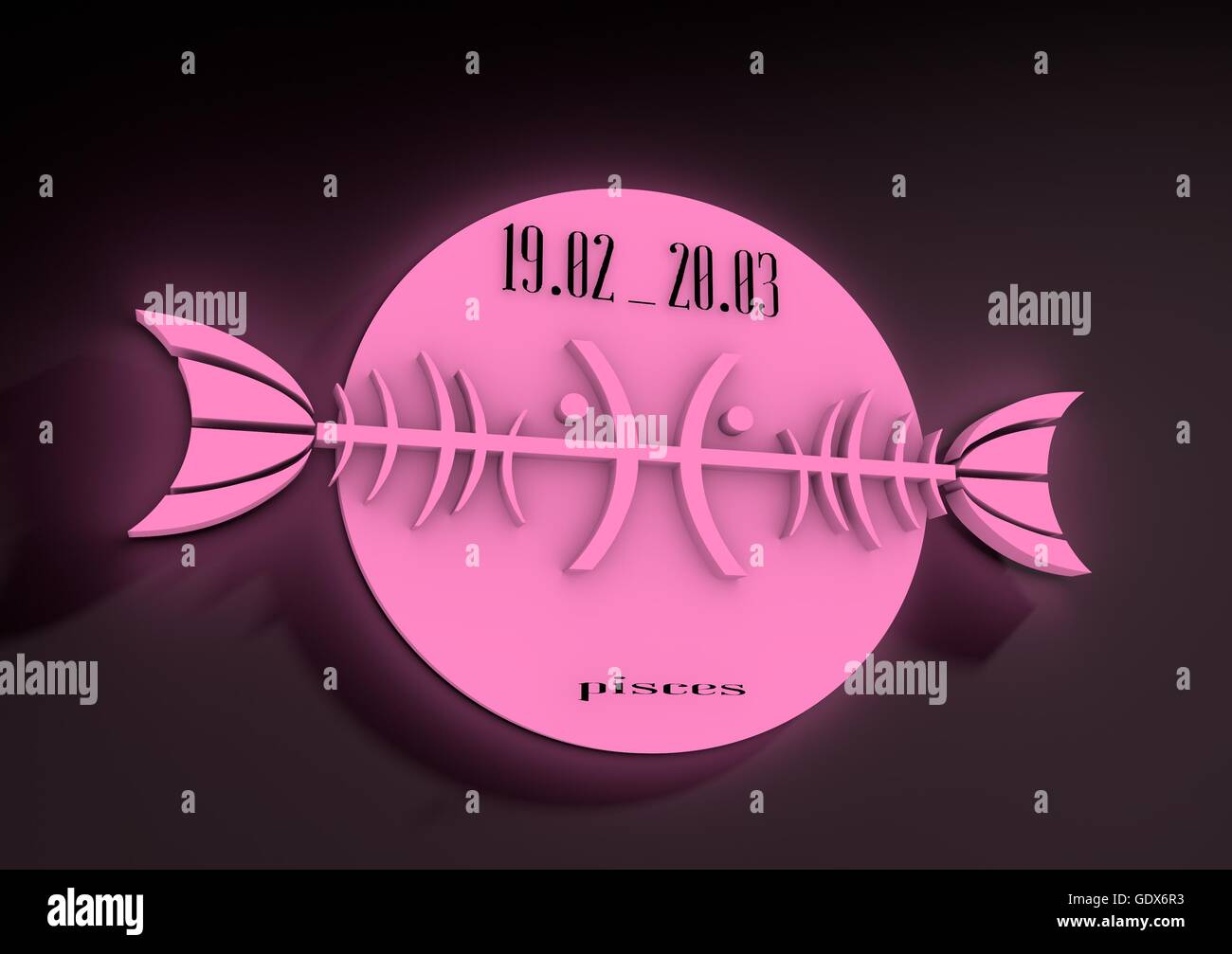 Zodiac sign Pisces on a dark background. Neon shine Stock Photo - Alamy