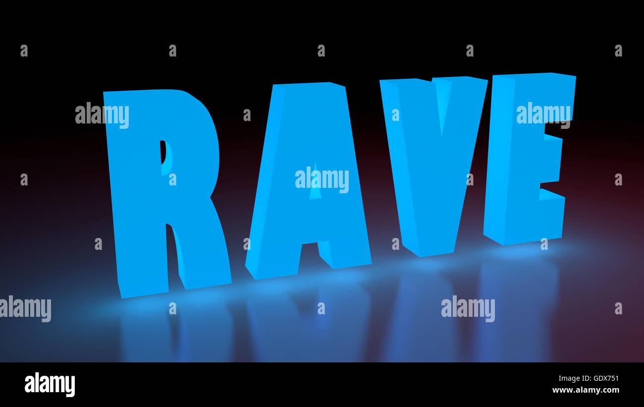 Rave music genre neon shine word Stock Photo - Alamy