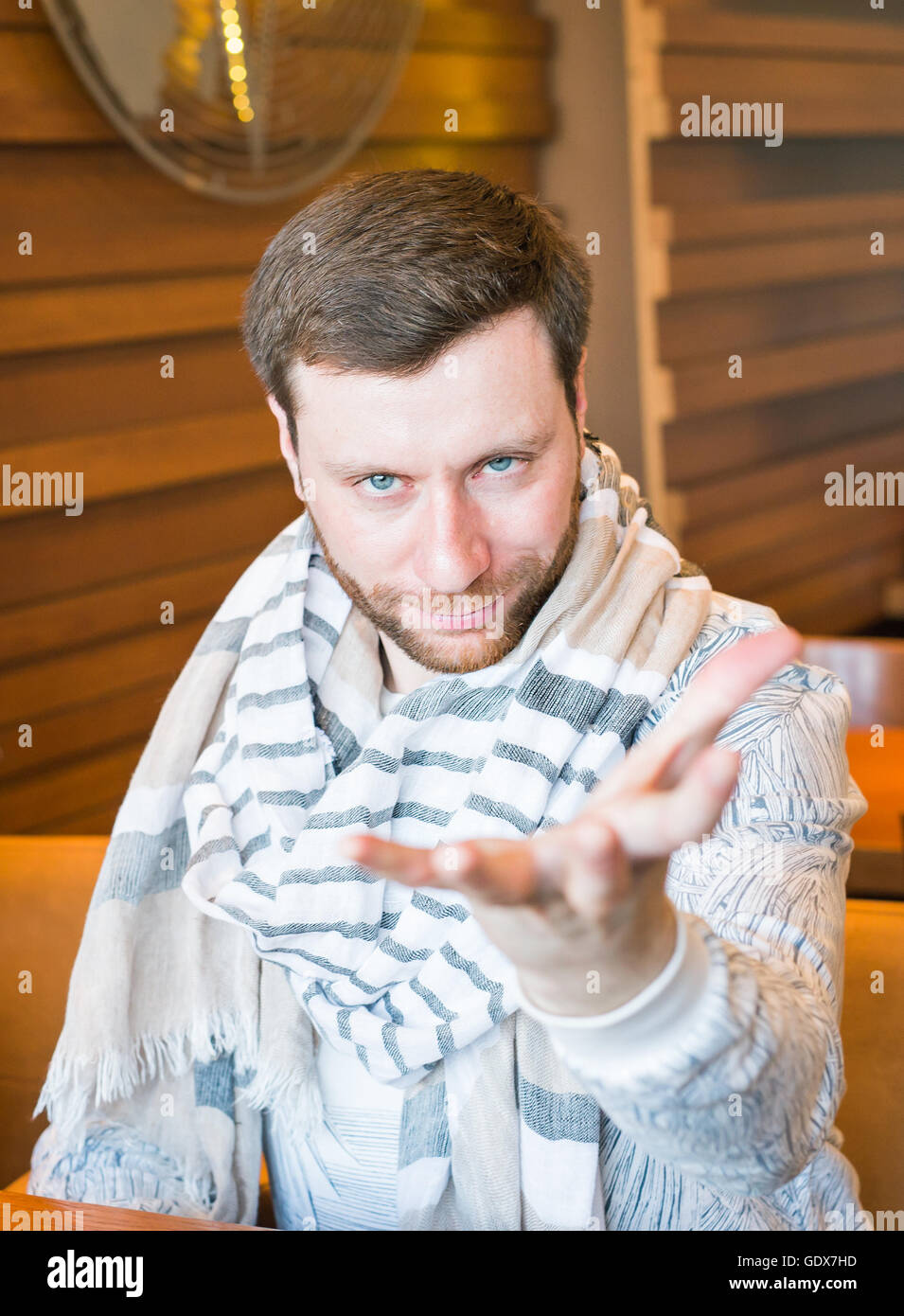 Fascinating portrait of the mysterious men Stock Photo - Alamy