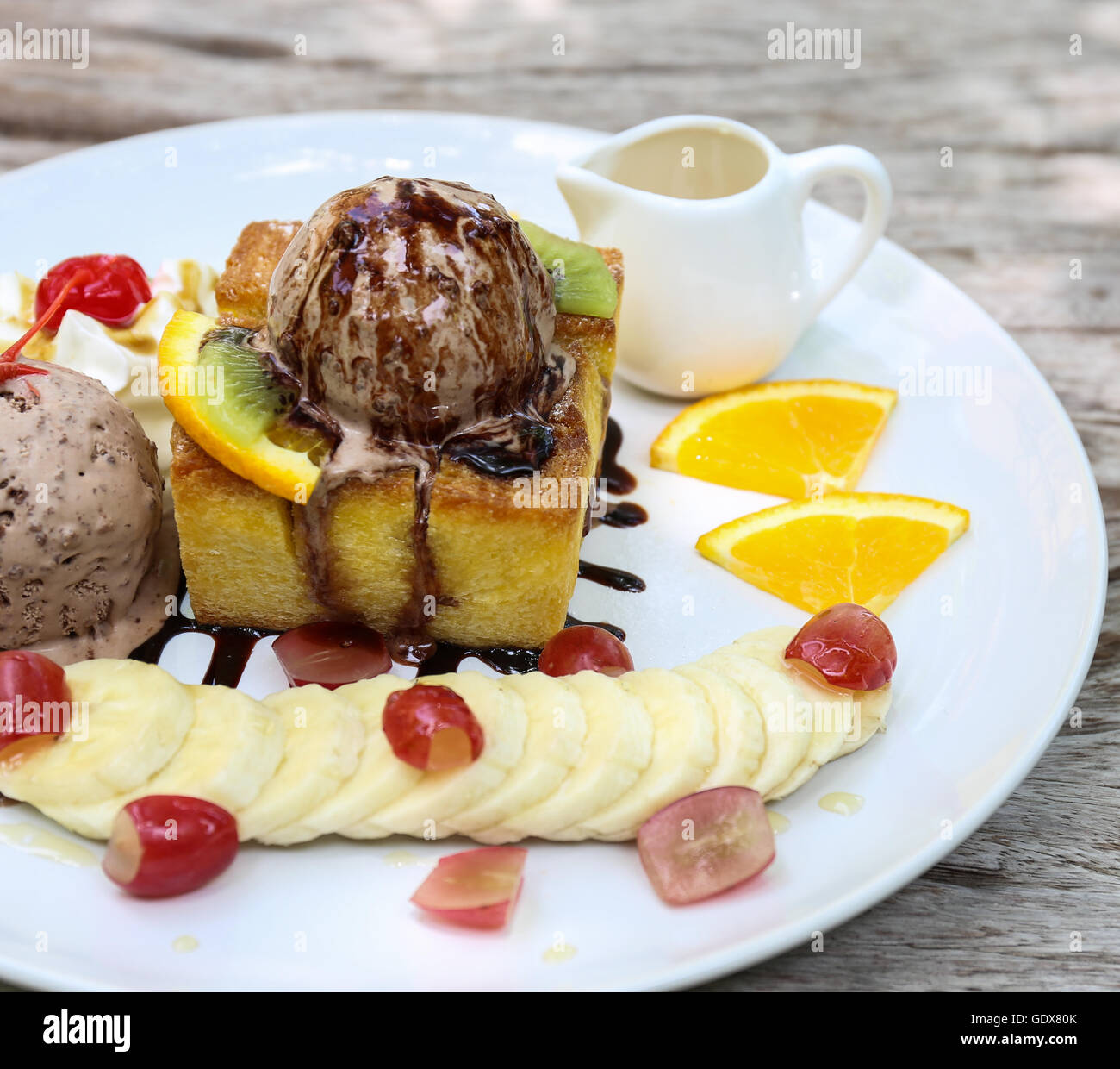Honey toast with Fruit Stock Photo - Alamy