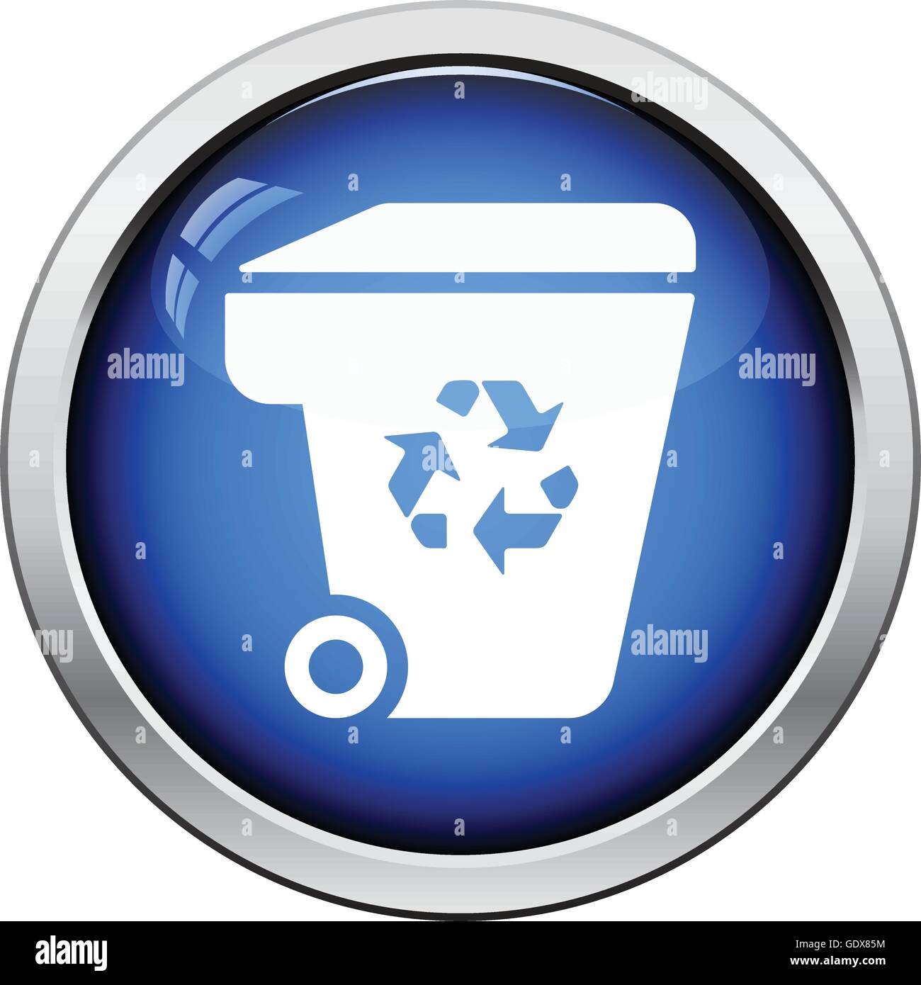 Garbage container recycle sign icon. Glossy button design. Vector ...