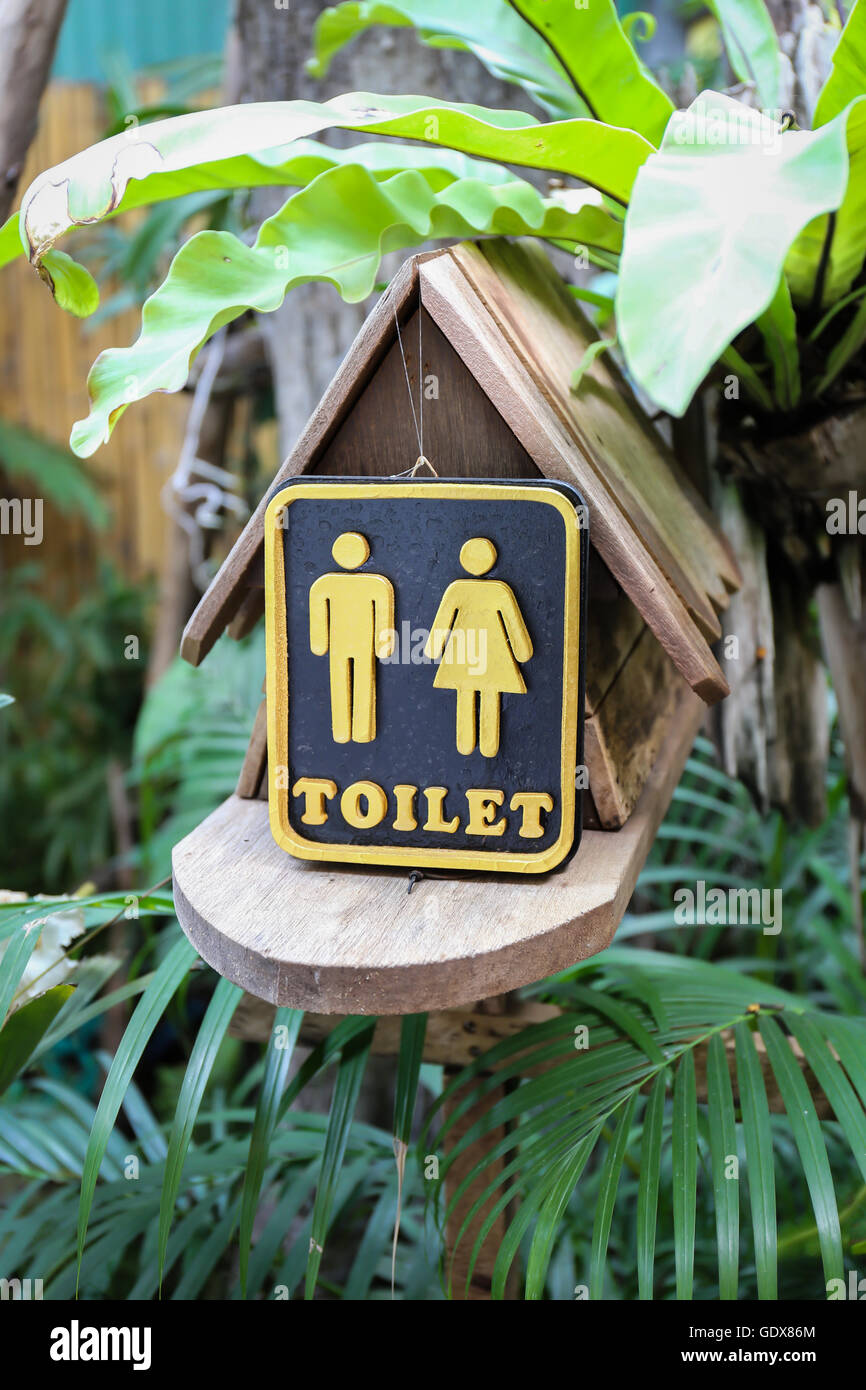 toilet in nature sign Stock Photo - Alamy