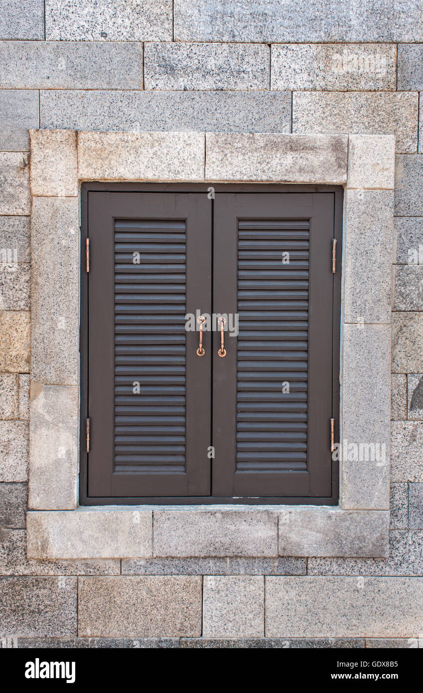 window with brick wall background Stock Photo - Alamy
