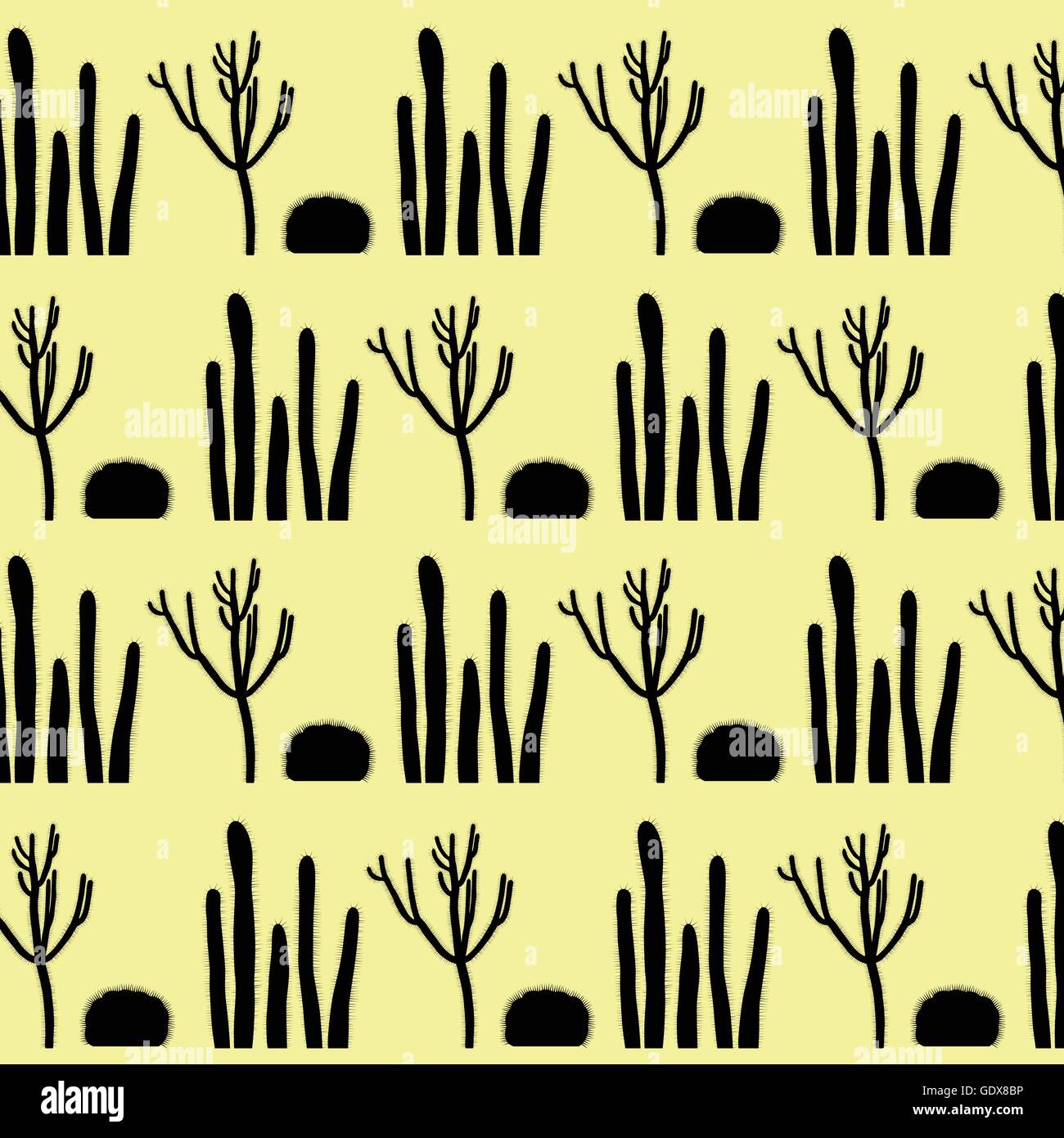 Cactus pattern vintage retro vector background illustration Stock ...