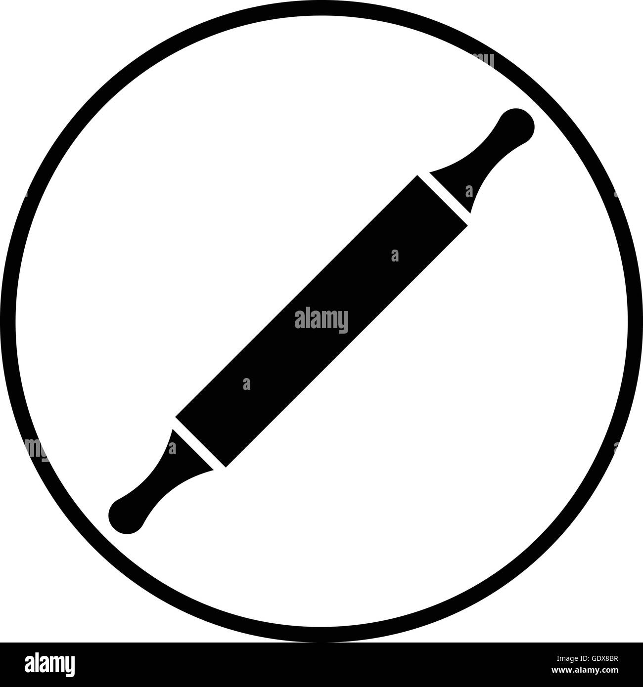 Bakery pin-roll icon. Thin circle design. Vector illustration Stock ...