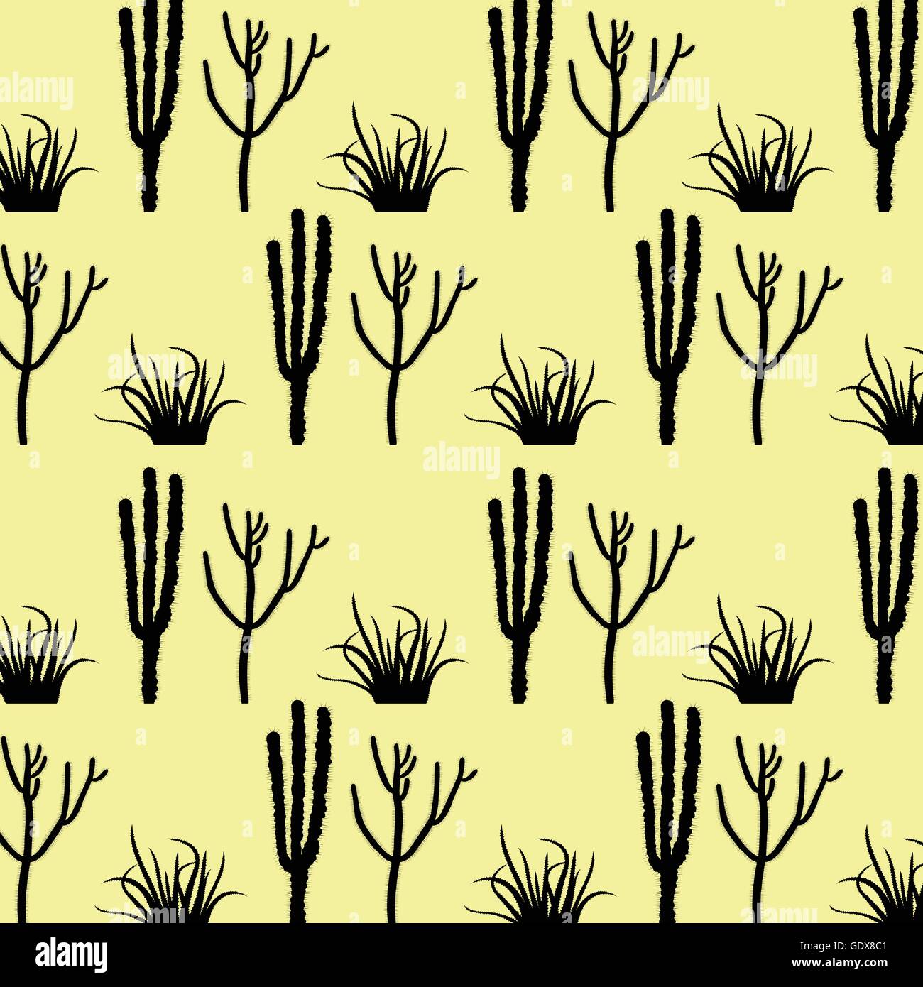 Cactus pattern vintage retro vector background illustration Stock ...