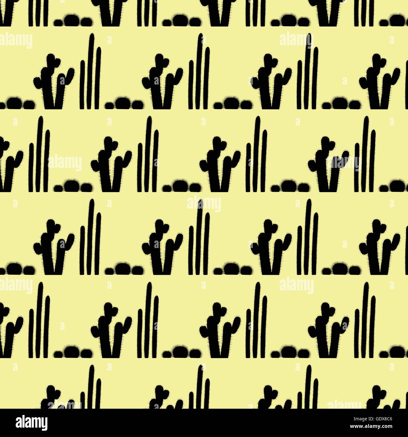 Cactus pattern vintage retro vector background illustration Stock ...