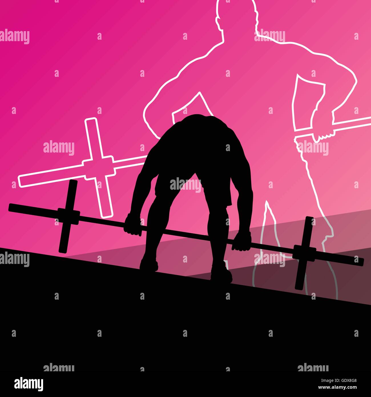 Men crossfit weight lifting sport silhouettes abstract background ...