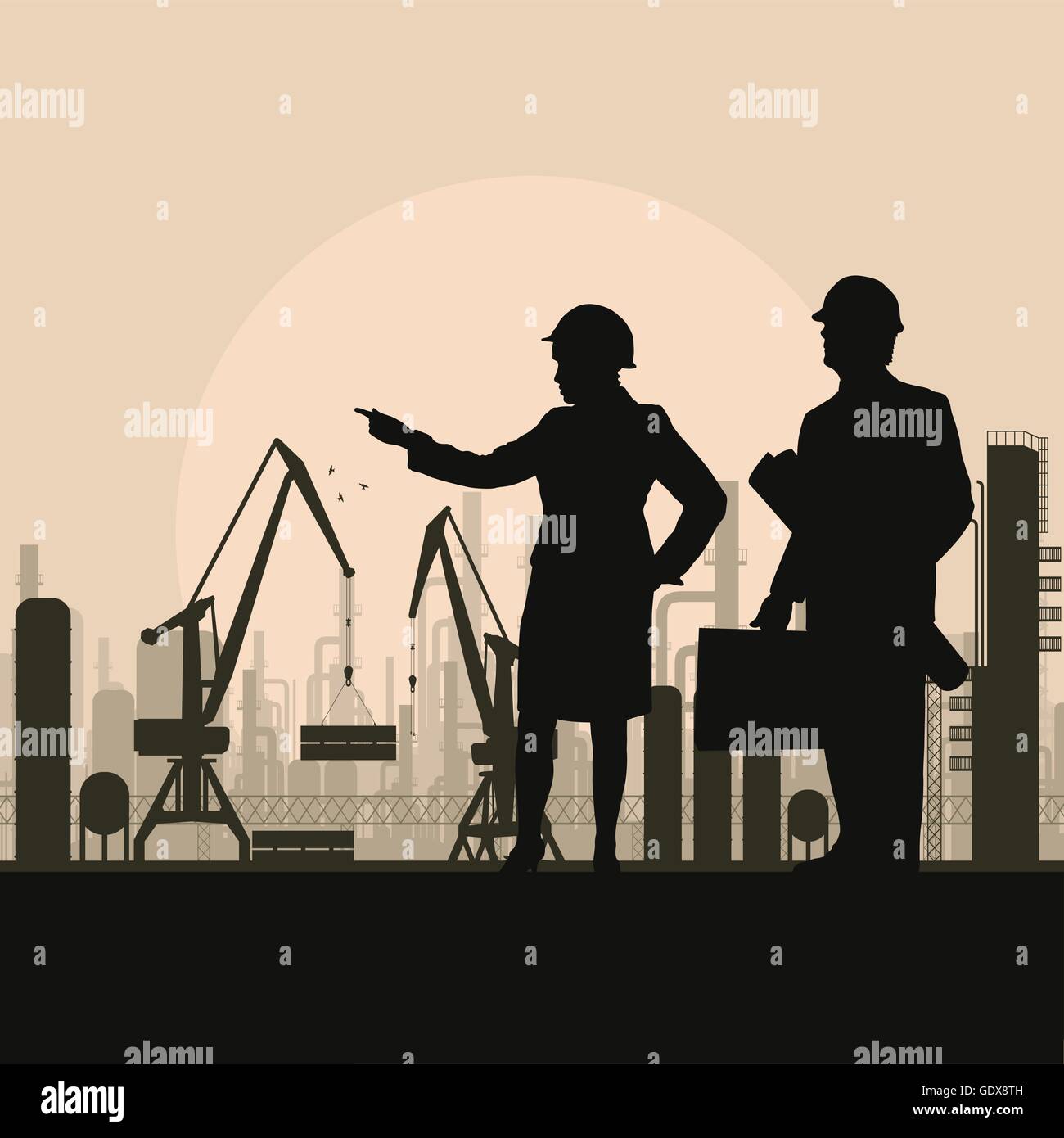 Construction site and engineer vector background for poster Stock ...