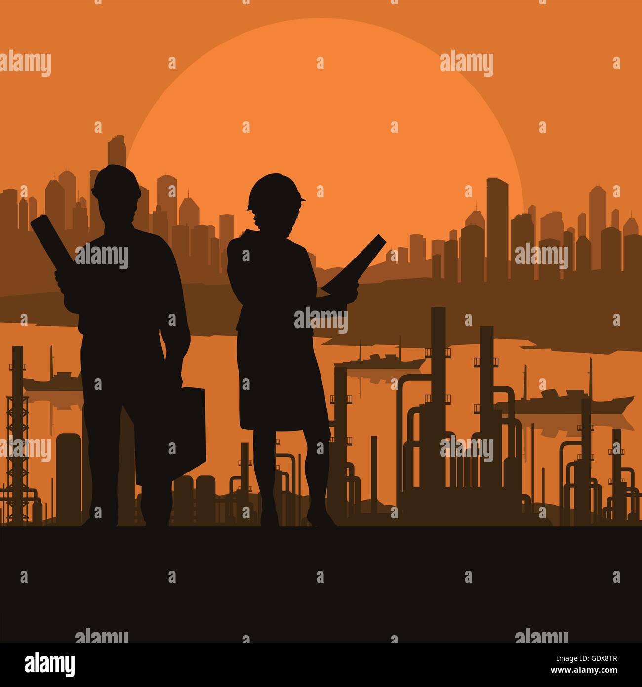 Construction site and engineer vector background for poster Stock ...