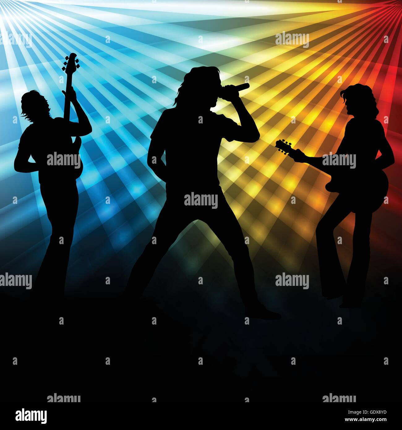 Rock band vector background with neon lights for poster Stock Vector ...