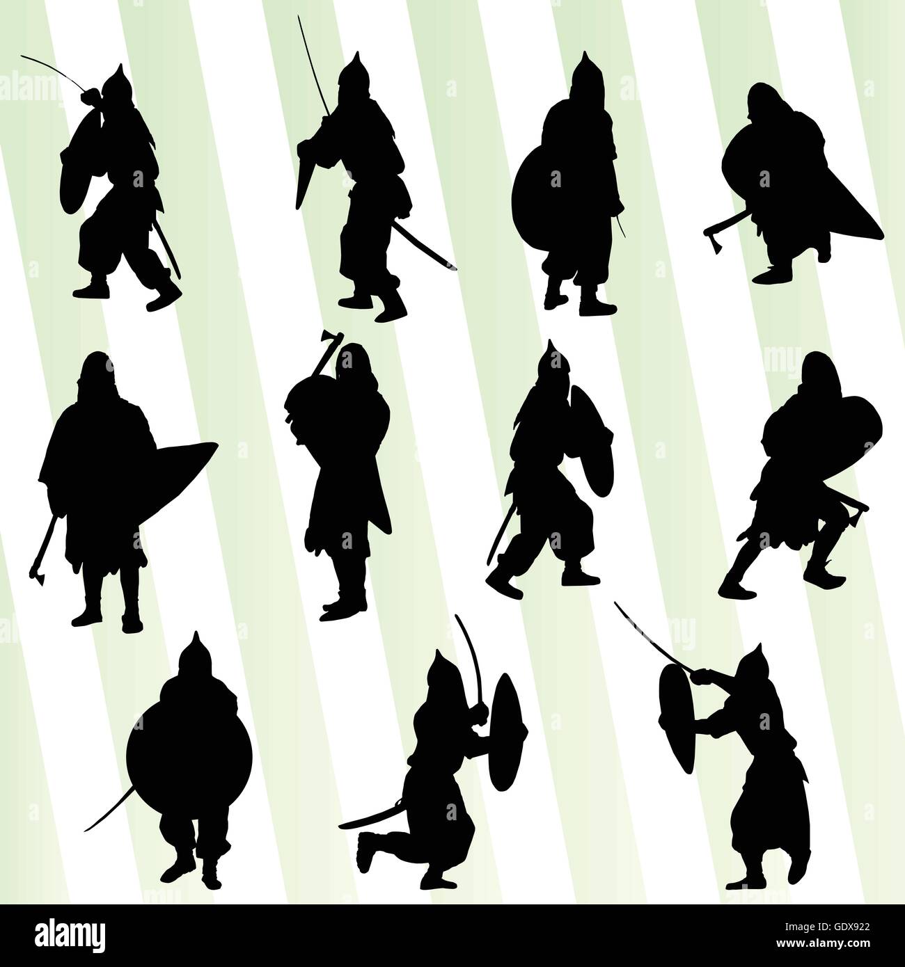 Medieval knight, warrior, crusader vector background concept set Stock ...