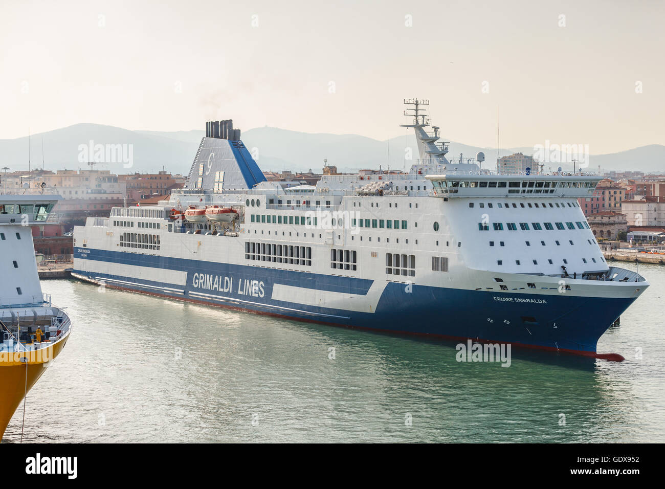 Grimaldi Lines Cruise Smeralda ferry-boat the port in Livorno / Leghorn ...