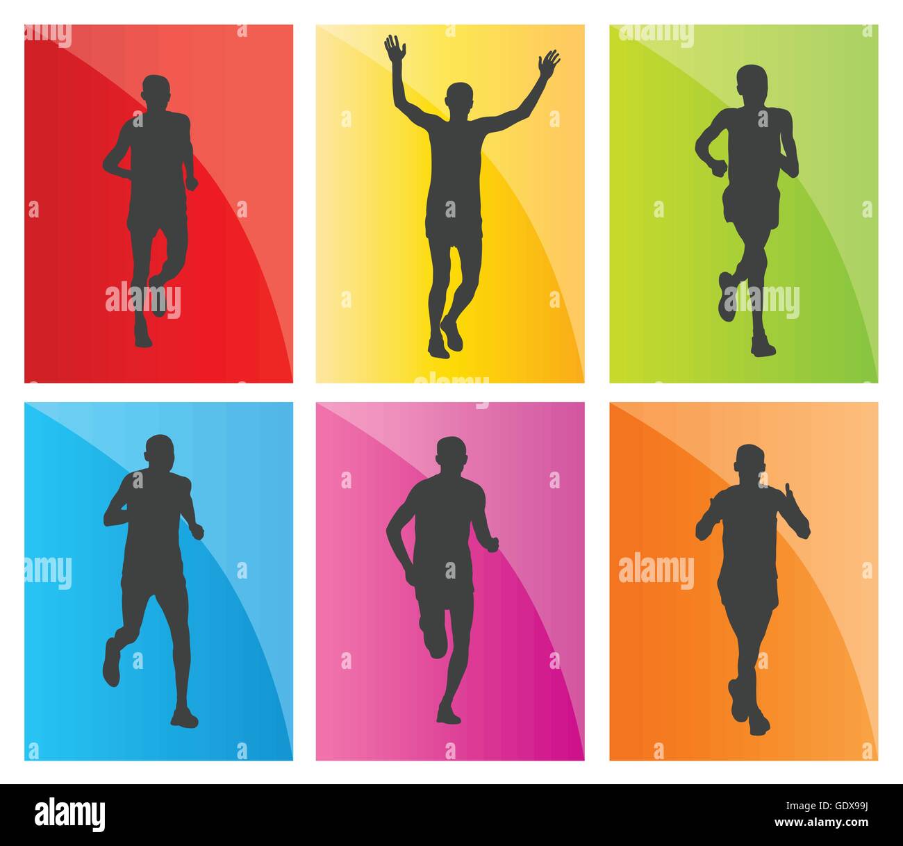 Man marathon runners silhouettes vector set Stock Vector Image & Art ...