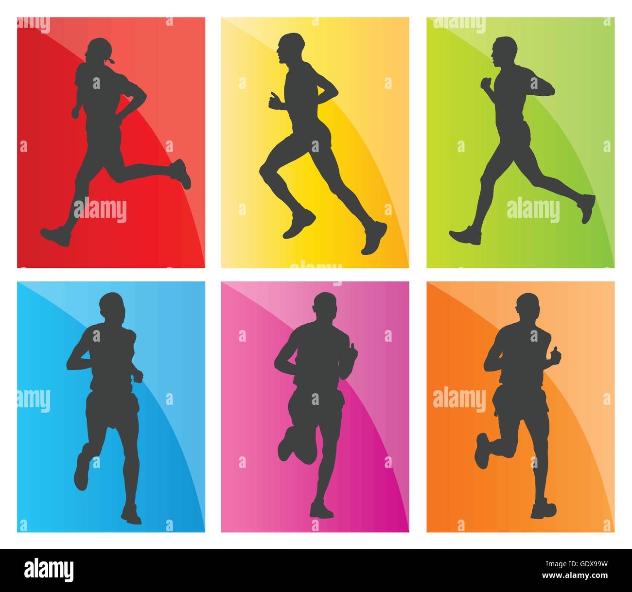 Man marathon runners silhouettes vector set Stock Vector Image & Art ...