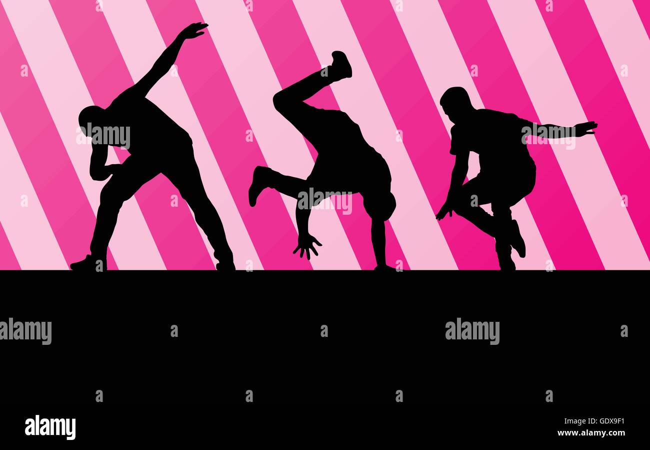 Boy dance silhouette vector background concept for poster Stock Vector ...