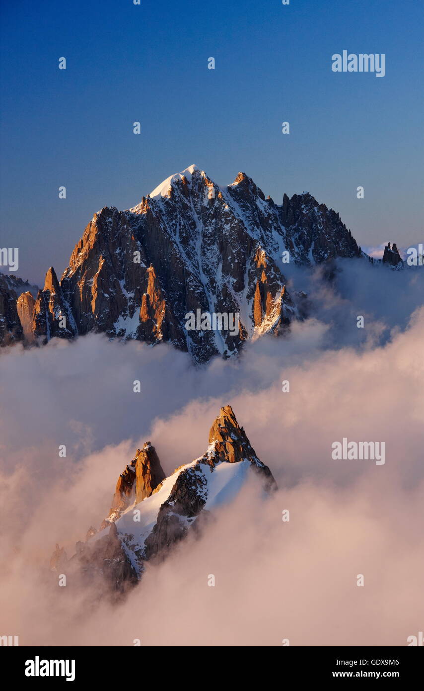 geography / travel, France, Aiguille Verte (4122m) at sunrise, Mont ...