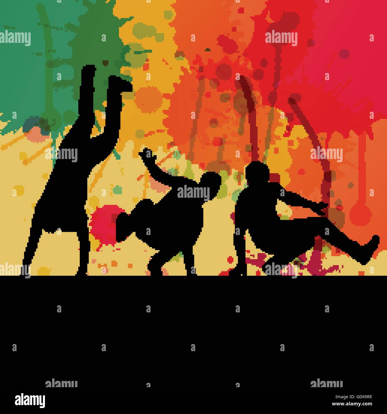 Boy dance silhouette vector color splash background concept for poster ...
