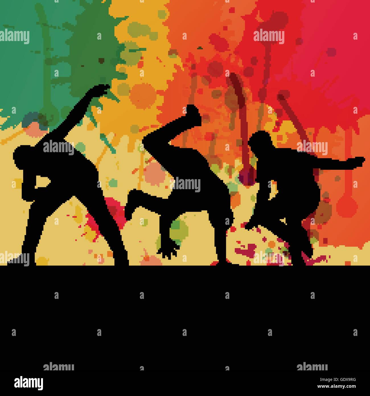 Boy dance silhouette vector color splash background concept for poster ...