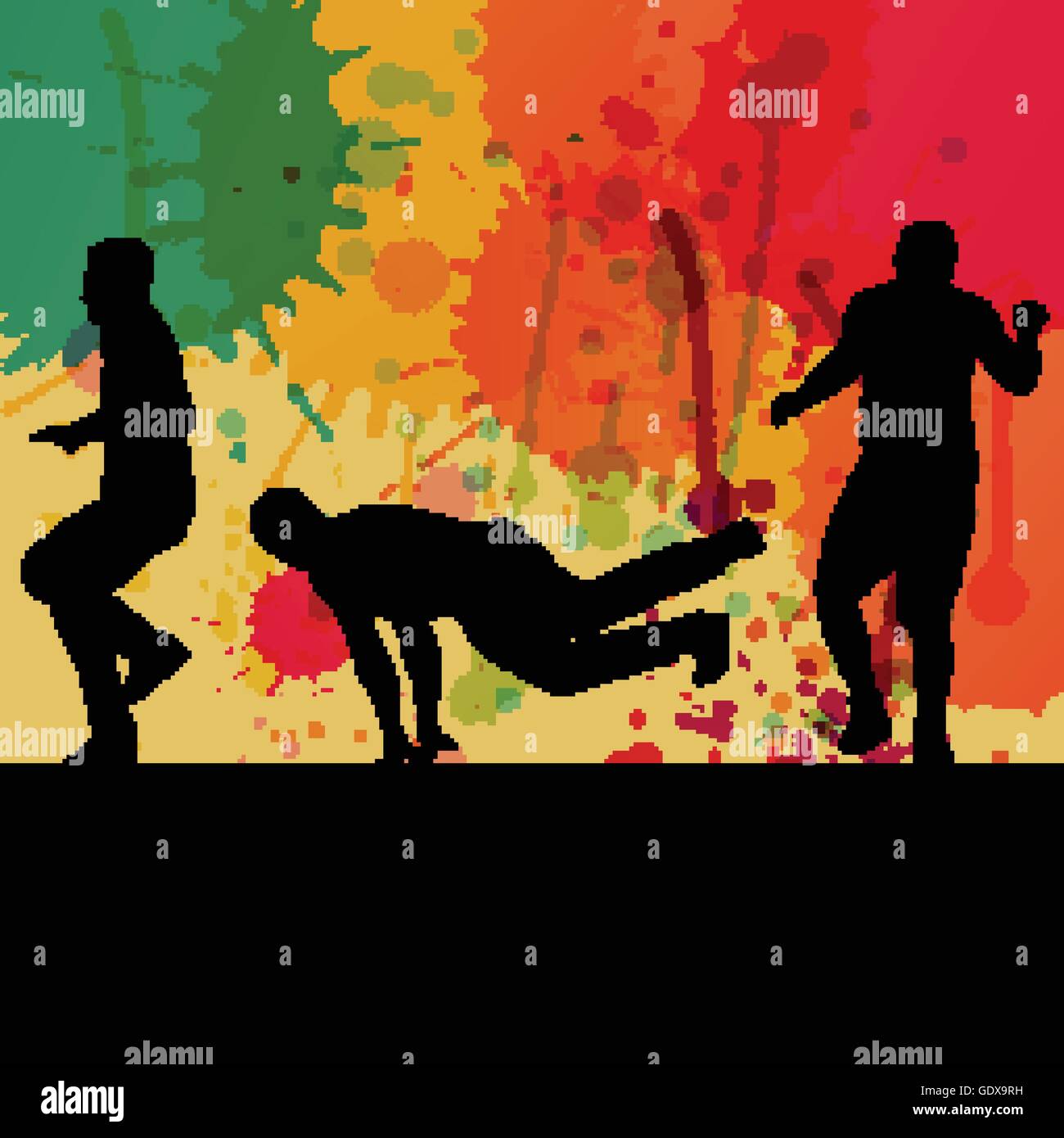 Boy dance silhouette vector color splash background concept for poster ...
